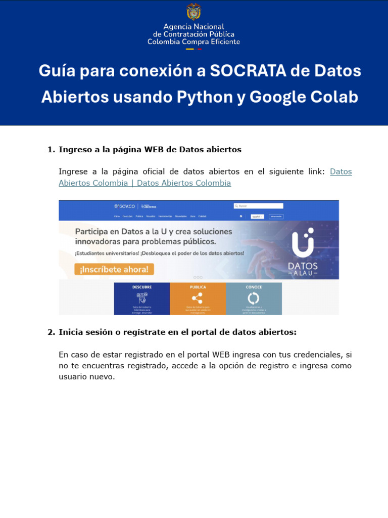 Paso A Paso para Conectarse A SOCRATA Datos Abiertos Con Python | PDF | Aplicación movil ...