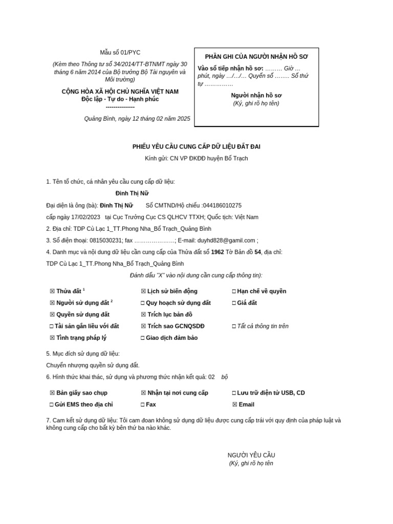 Mau So 01 - PYC | PDF