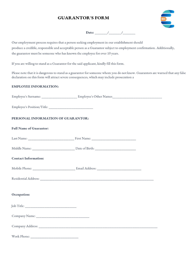 Guarantors Form Updated .Updated '25 | PDF | Surety