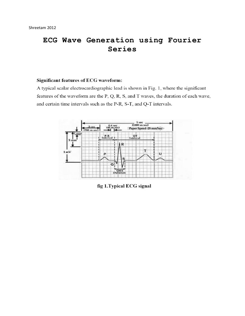 ECG Wave Generation Using Fourier Series - Shreetam | PDF