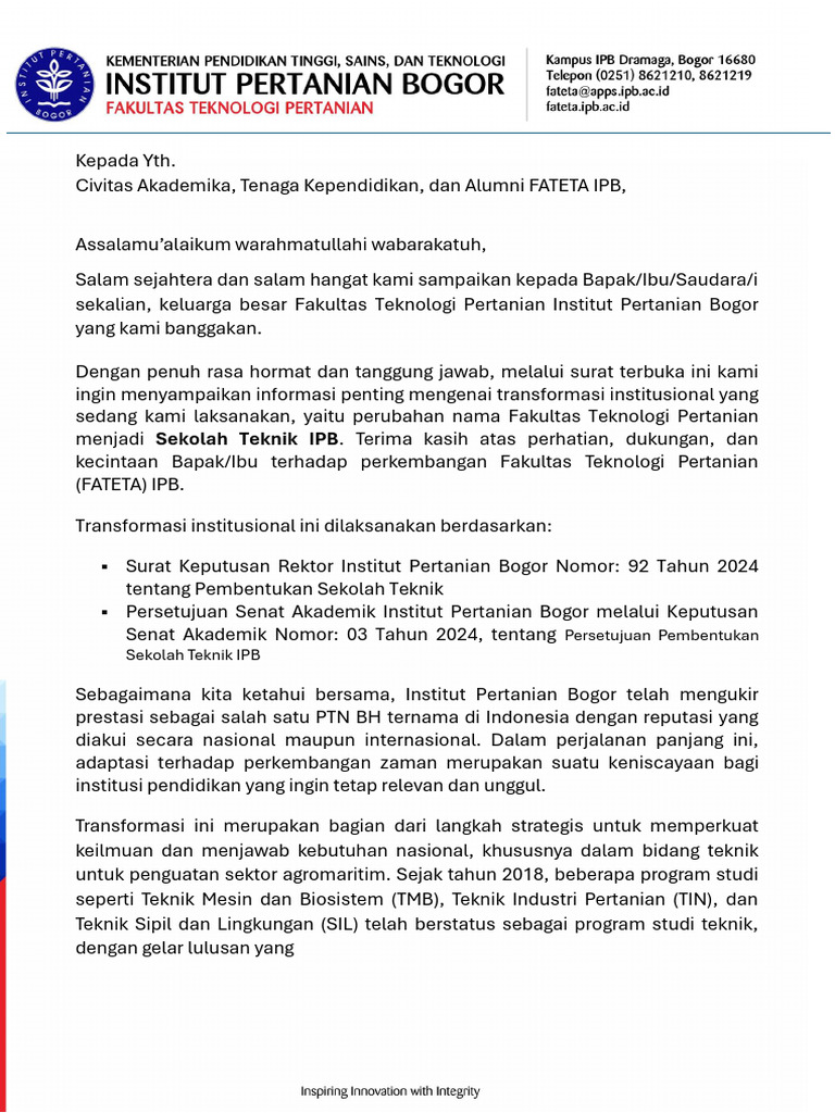 Surat Terbuka Dekan Fateta-Signed - 250424 - 101738 | PDF