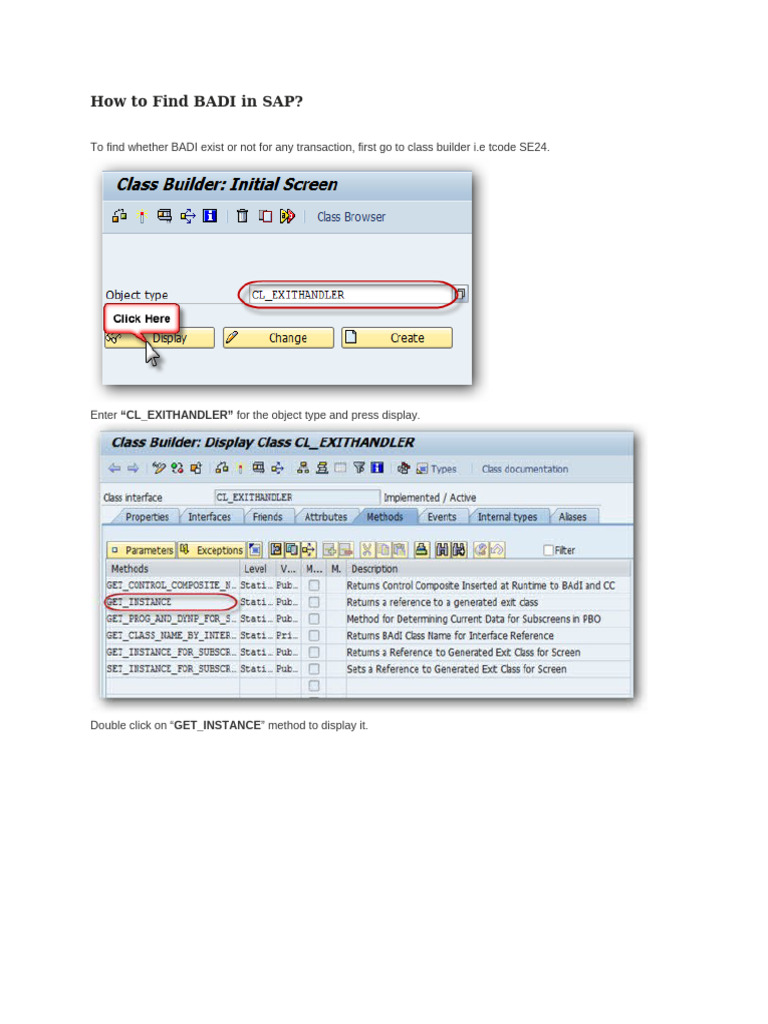 Finding BADI in SAP Transactions | PDF