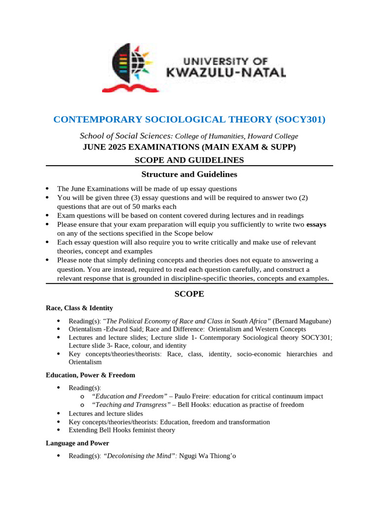 SOCY301 Exam Guidelines & Scope | PDF | Gender And Development | Feminism