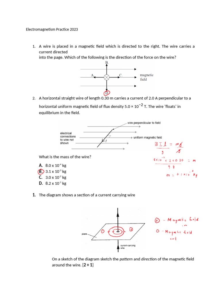 Electromagnetism Practice 2023 With Solutions | PDF