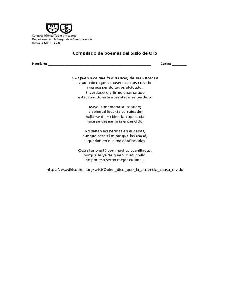 Poemas del Siglo de Oro Español | PDF | Amor