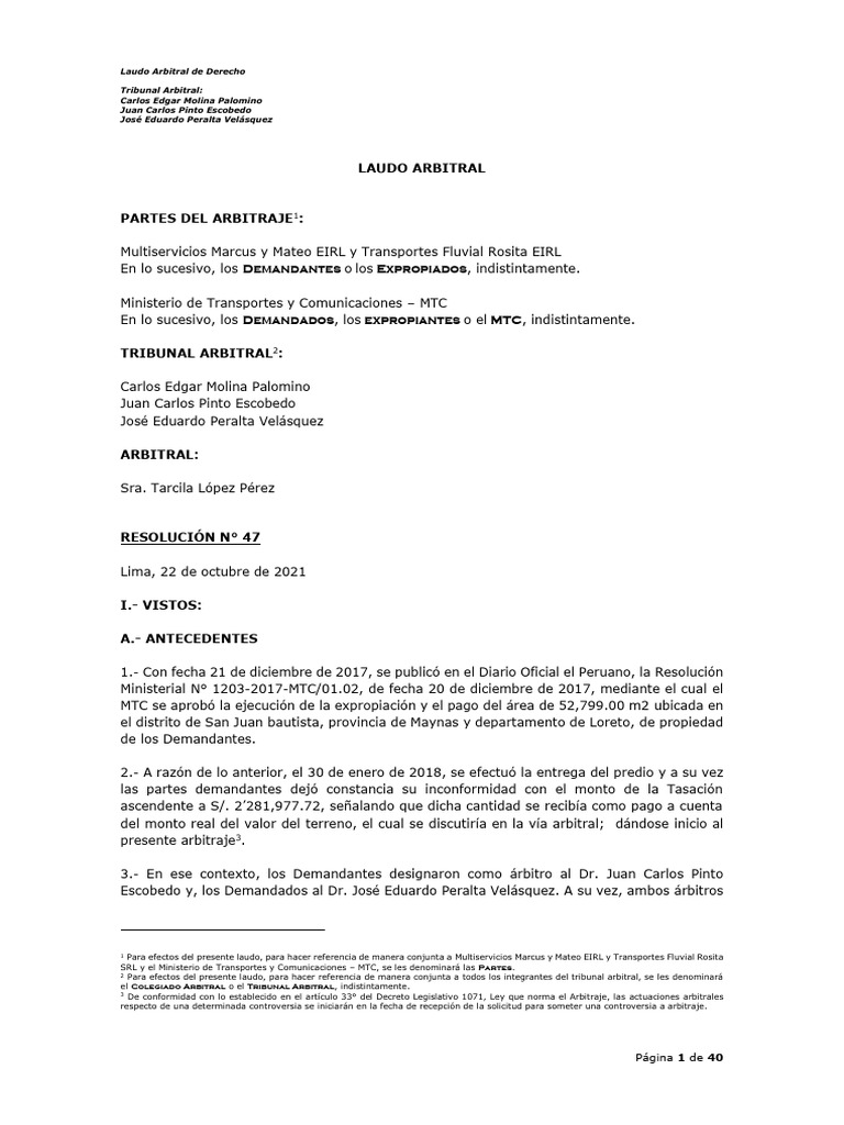 A-000033-2019-MTC Laudo Multiservicios Marcus y Mateo EIRL y Transporte Fluvial Rosita Con MTC ...