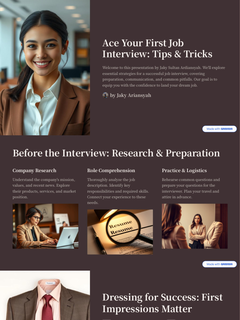 Ace Your First Job Interview Tips and Tricks | PDF | Job Interview ...