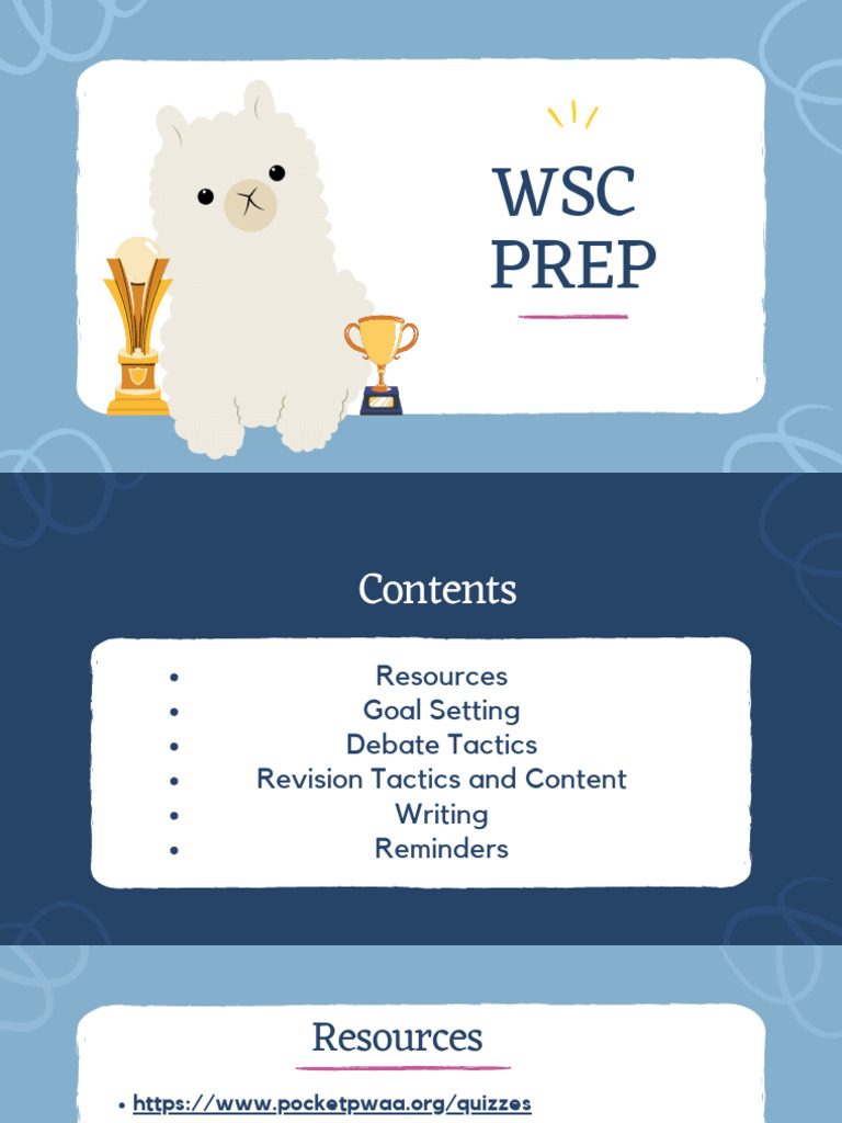 WSC Prep: Goal Setting & Debate Tactics | PDF
