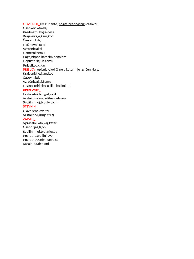 Slo Pls Odvisniki Prislov Pridevnik Stevnik Zaimek 01 | PDF