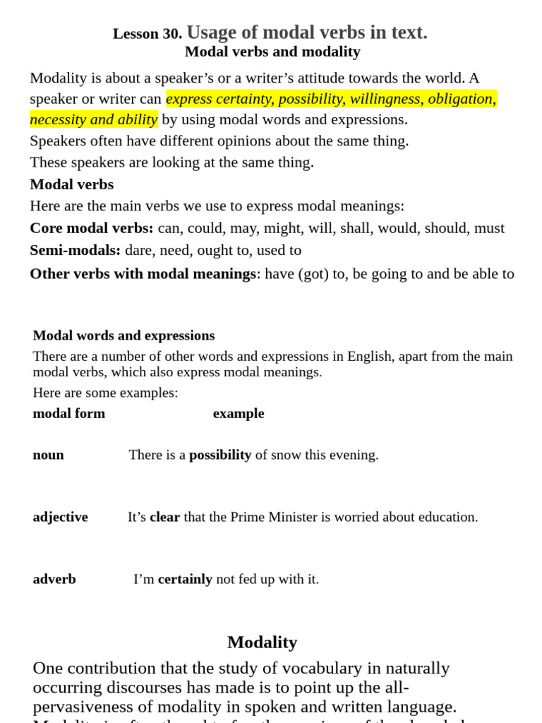 Modal Verbs | PDF | Verb | Semantics