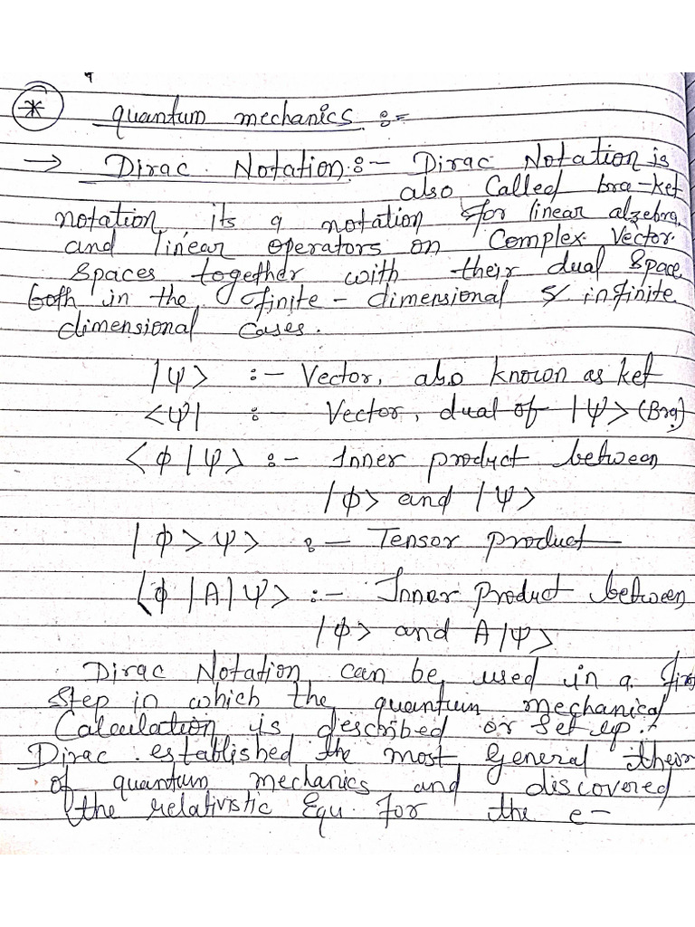 Quantum Unit 2 (Dirac Notation) | PDF