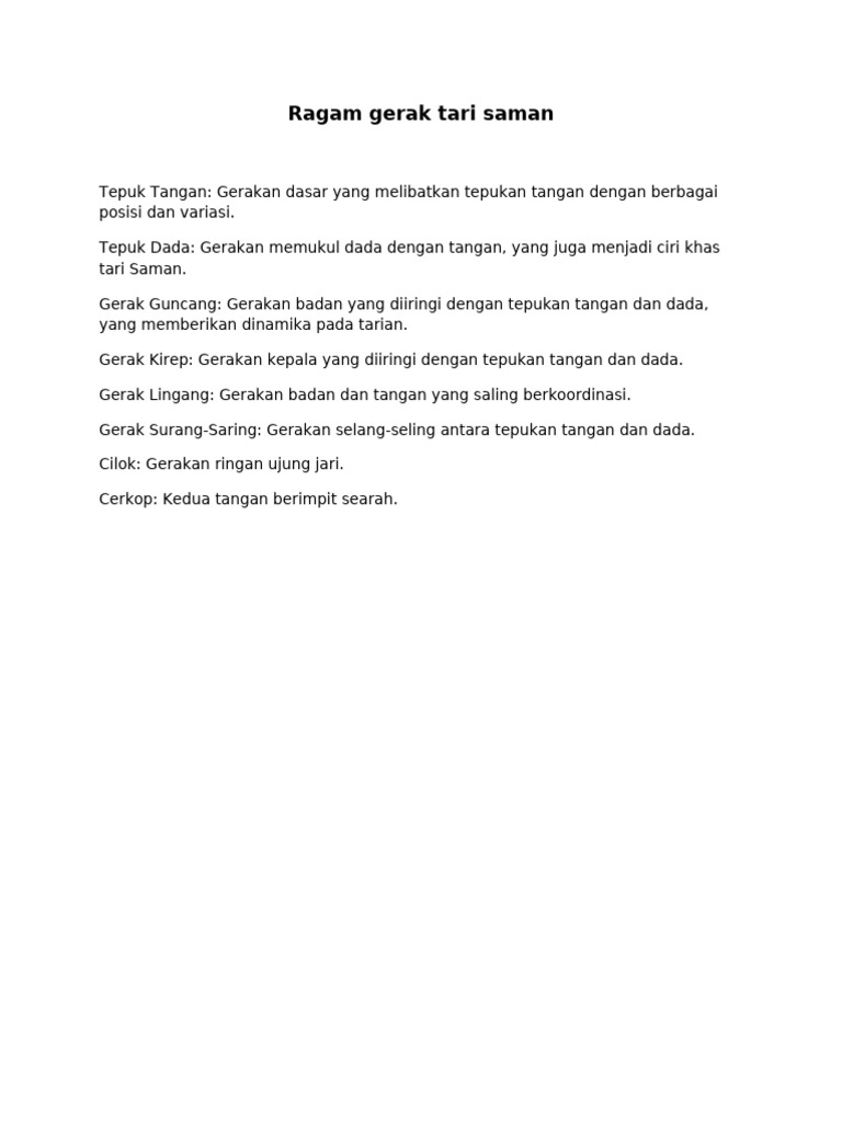 Ragam Gerak Tari Saman | PDF