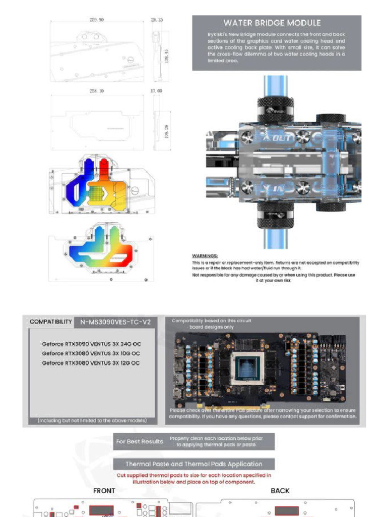 Bykski Full Coverage GPU Water Block W Integrated Active Backplate For MSI RTX 3090 VENTUS ...