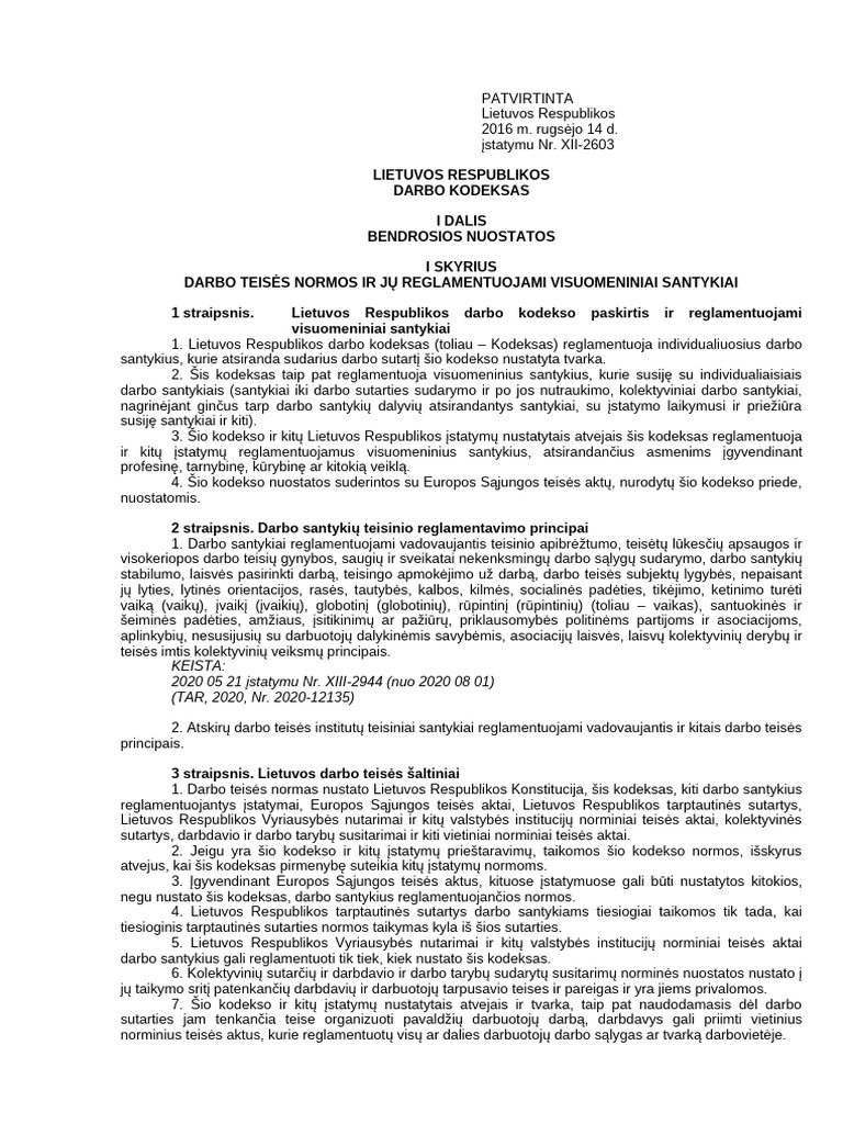 Darbo Kodeksas | PDF