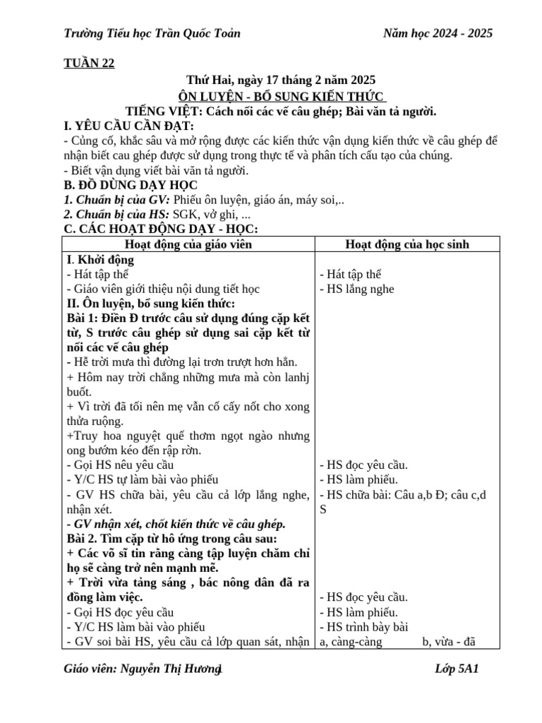 5A1 Tuan 22 chiều | PDF