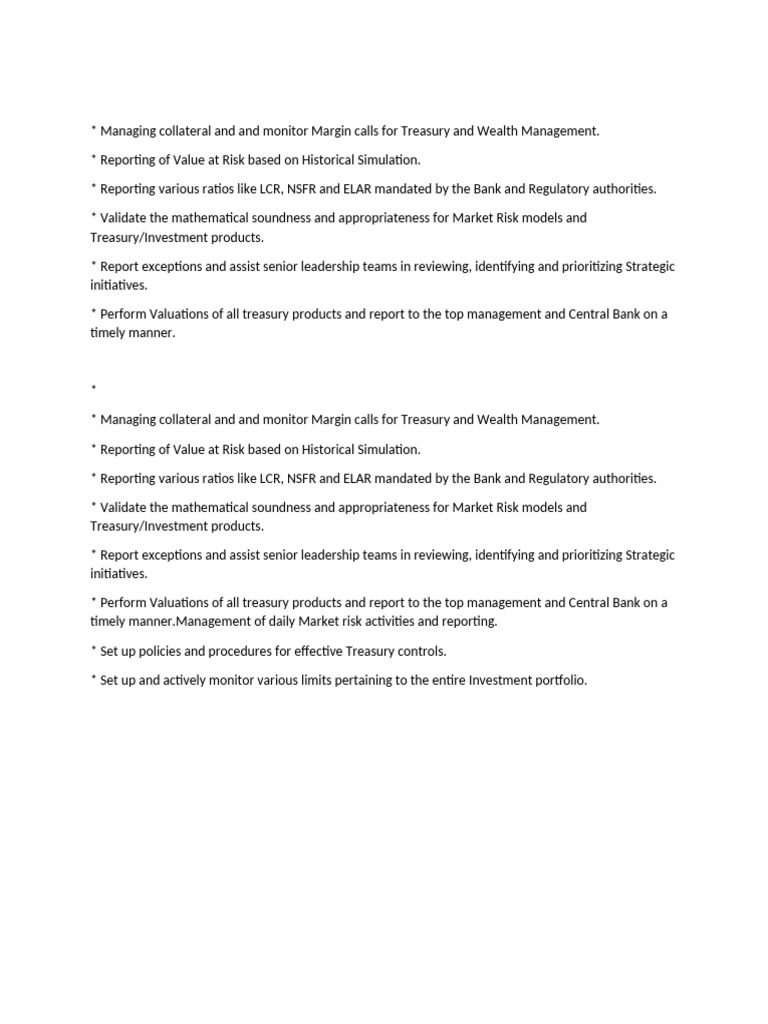 Managing Collateral and and Monitor Margin Calls For Treasury and ...