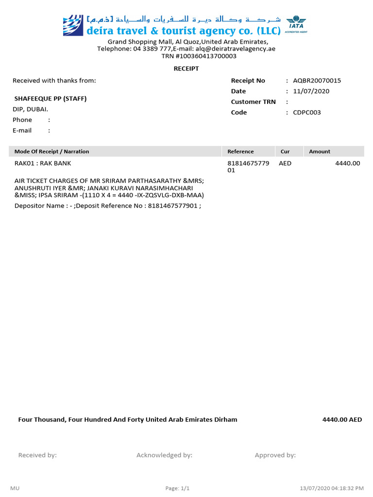 Sriram Receipt | PDF