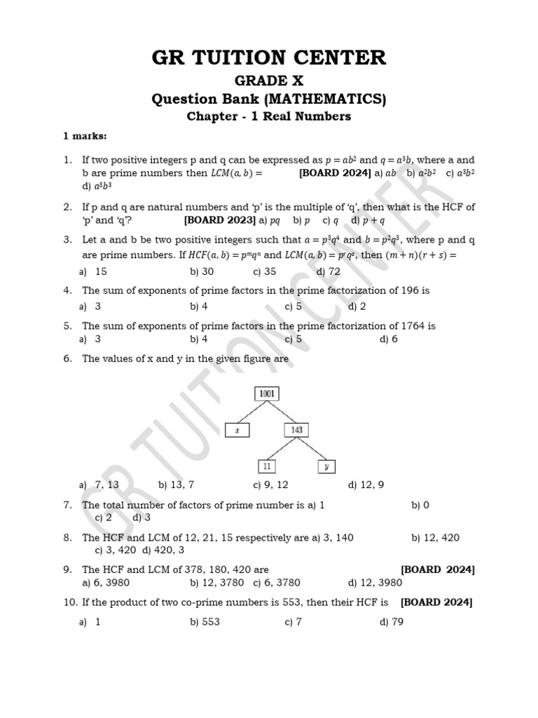 GRTC - Grade 10 - Mathematics Question Bank | PDF | Polynomial | Zero ...