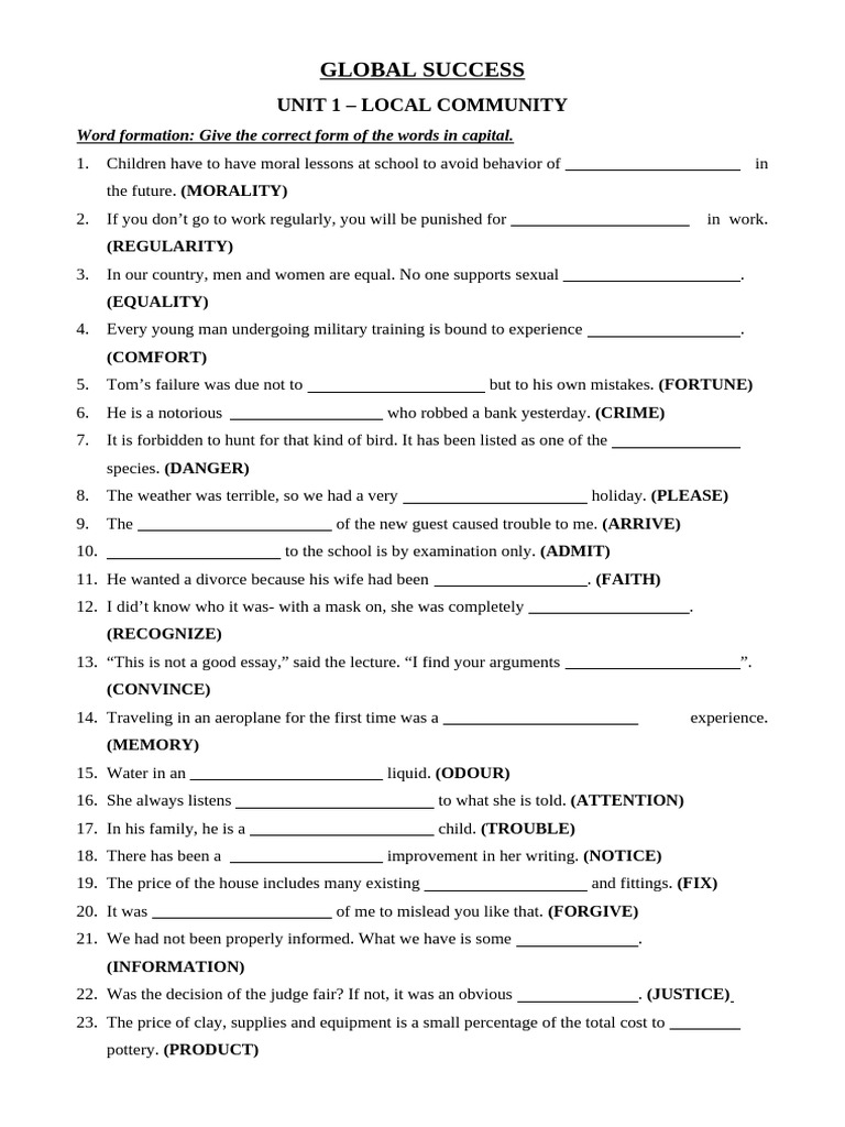 9a1 - Global Success U1 - Local Community 2 | PDF