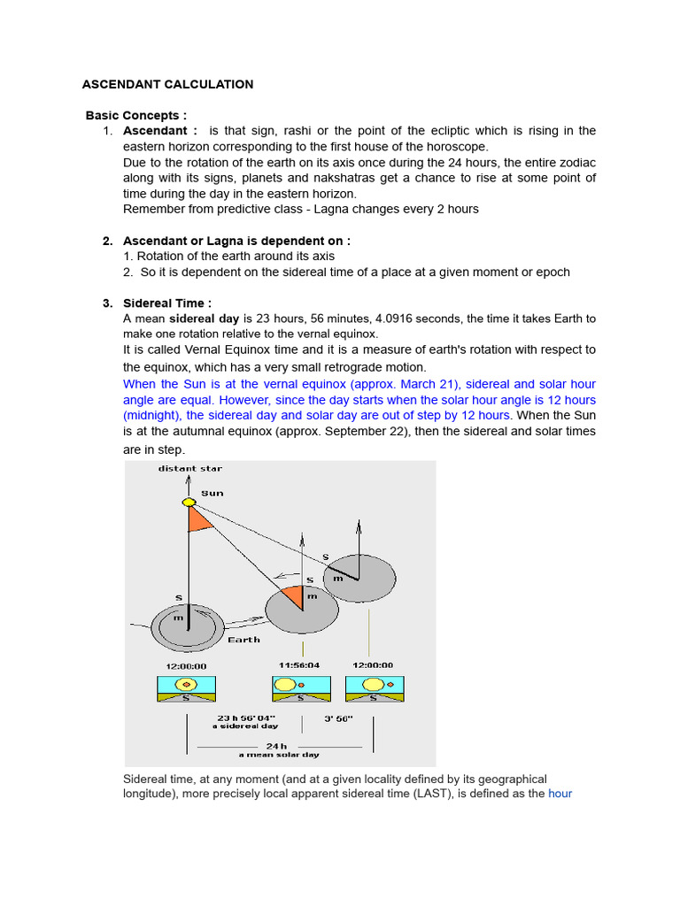 Ascendant Calculation 1 | PDF
