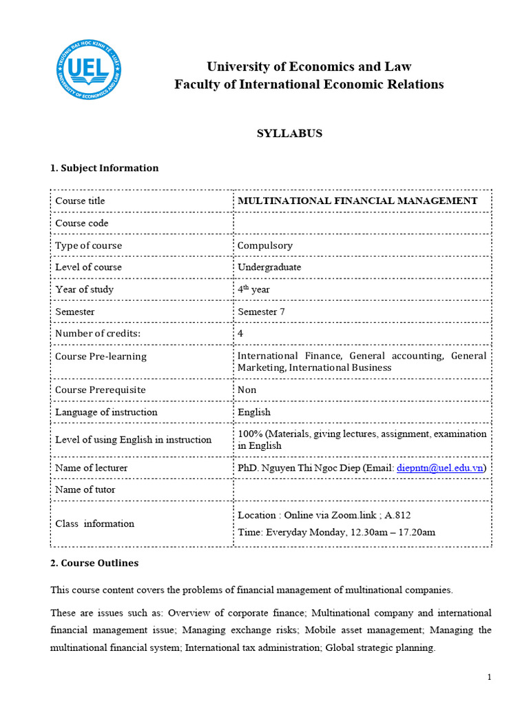 2021.HK7.Quản trị tài chính MNCs | PDF | Risk | Market (Economics)