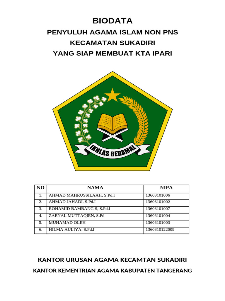 BIODATA PENYULUH IPARI | PDF