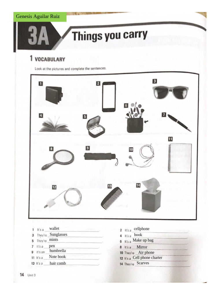 Workbook Unit 3, English 1 | PDF