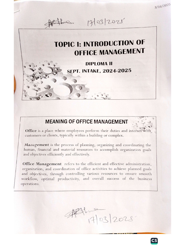 Notes Office Management | PDF