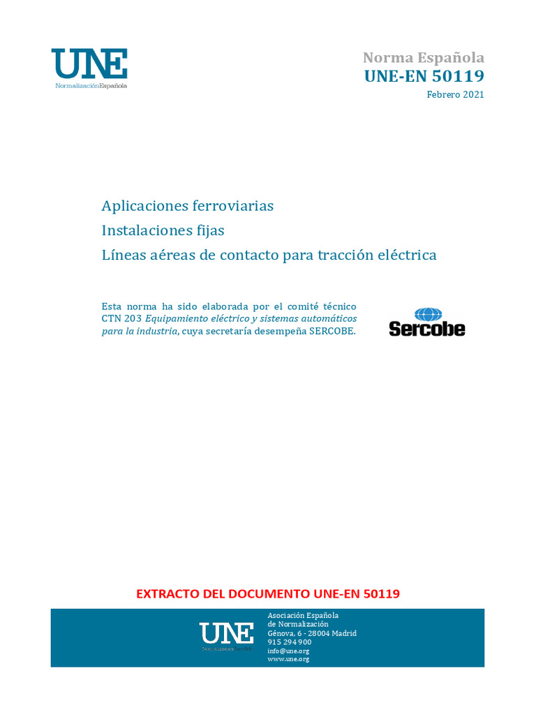 Norma UNE-EN 50119: Aplicaciones Ferroviarias | PDF | Aislador ...