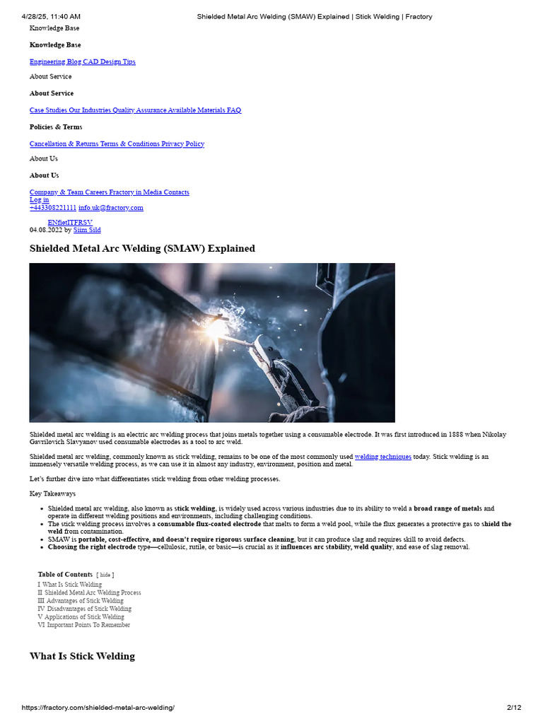 Unit I E Shielded Metal Arc Welding (SMAW) Explained | PDF | Welding ...