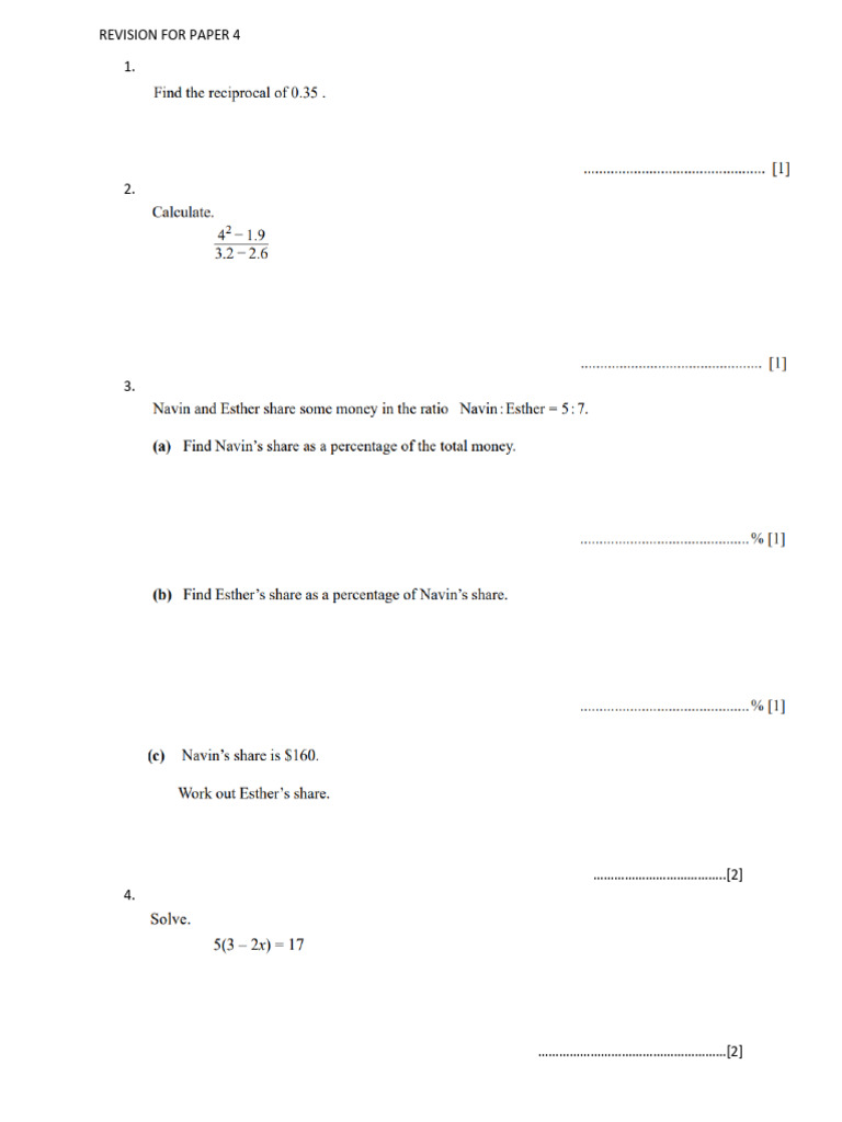 Revision For Paper 4 | PDF