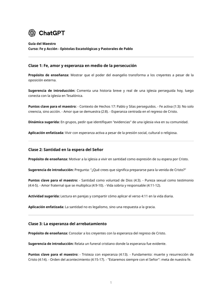 Guia Maestro Fe Y Accion-1 | PDF | Iglesia cristiana | Pablo el apóstol