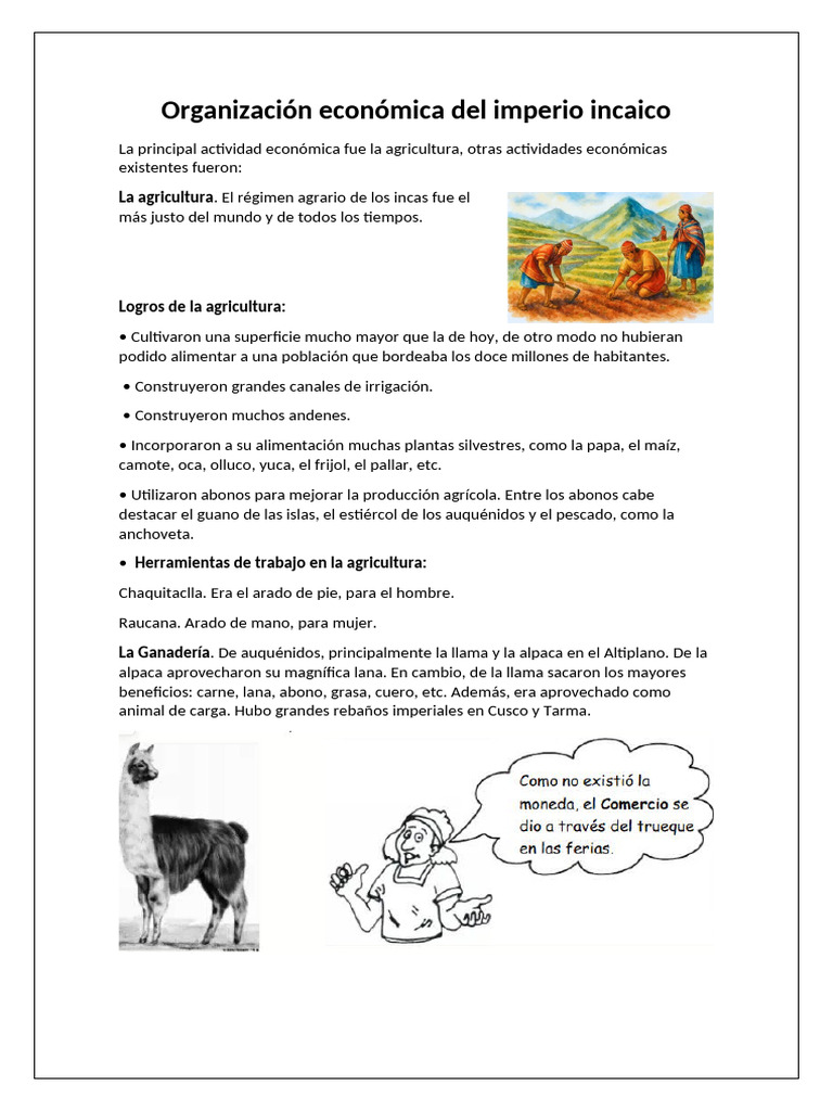 Ficha Organización Económica Del Imperio Incaico | PDF