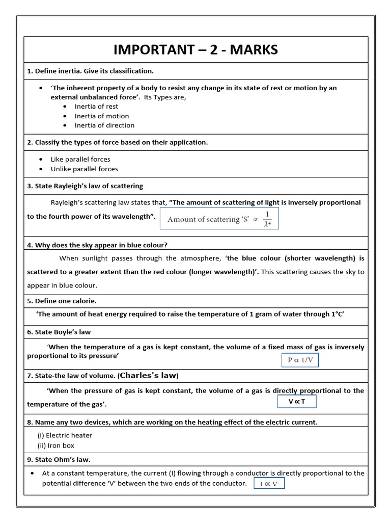 10 SCI EM IMPORTANT Questions | PDF | Solubility | Gases