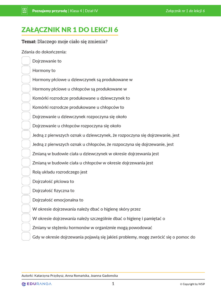 Przyr SP Pozn Przyr Kl 4 Zalacznik 1 Do Lekcji IV.6 | PDF