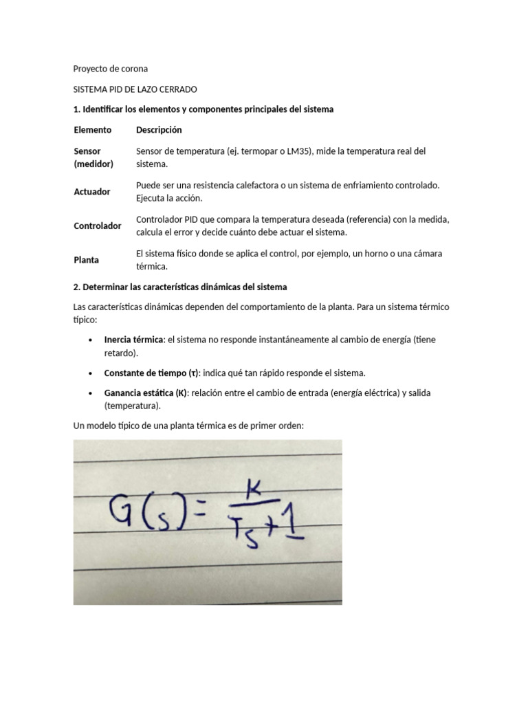 Proyecto de corona de la materia de sistemas de controles | PDF