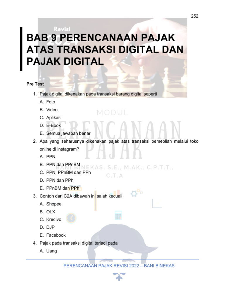 Bab 9 Perencanaan Pajak Atas Transaksi Digital Dan Pajak Digital 2024 | PDF