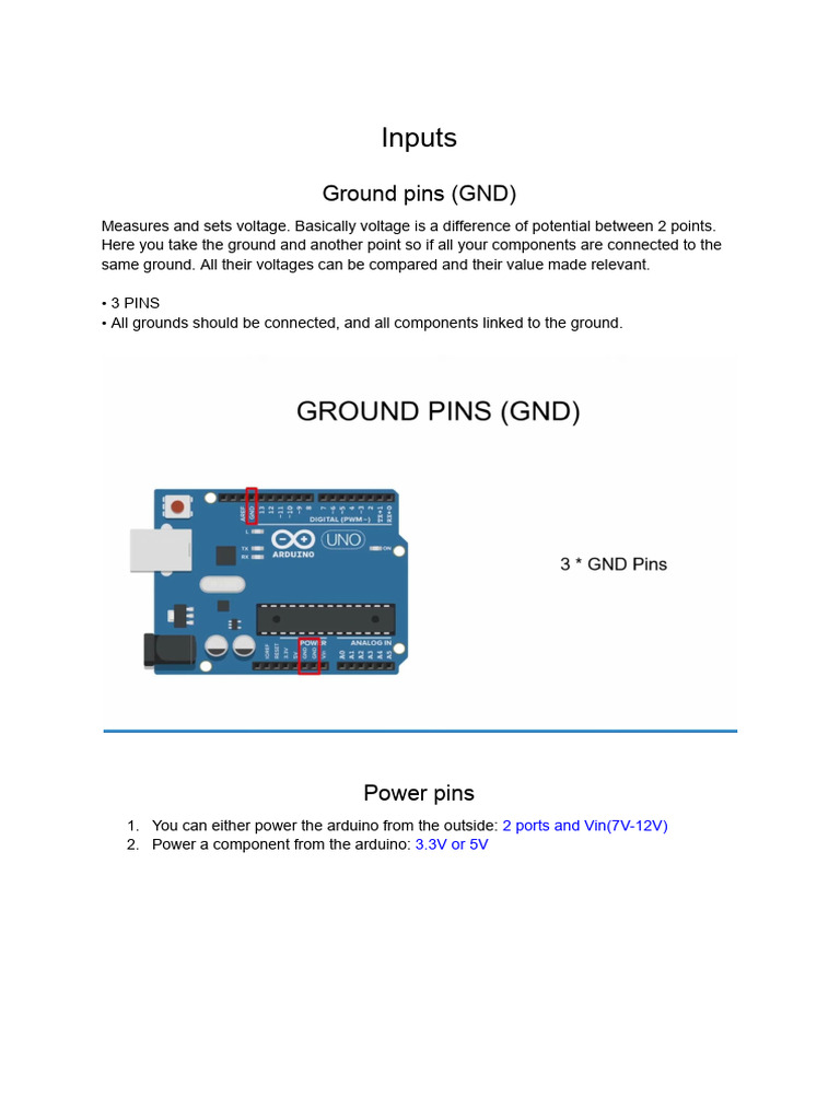 Arduino Uno Pin Functions Explained | PDF