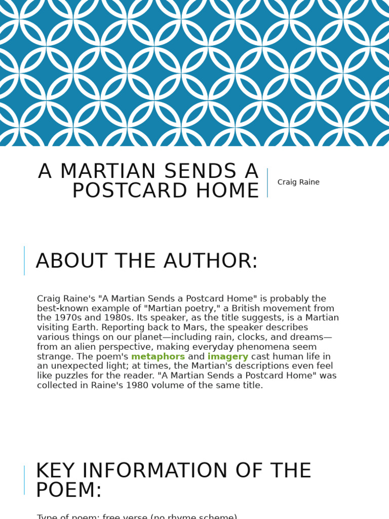 A Martian Sends A Postcard Home | PDF | Mars | Poetry