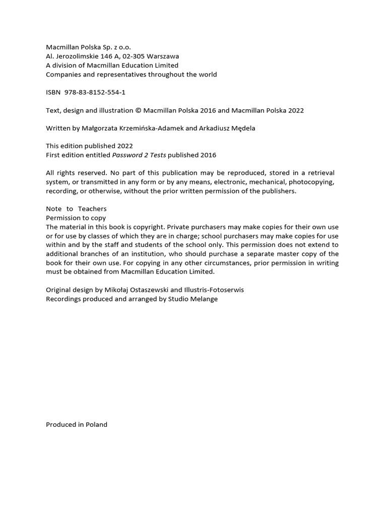 New Password B1+ Tests and Audio Credits | PDF