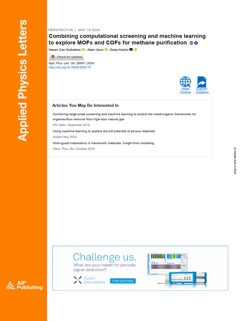 Combining Computational Screening and Machine Learning To Explore MOFs and COFs For Methane ...