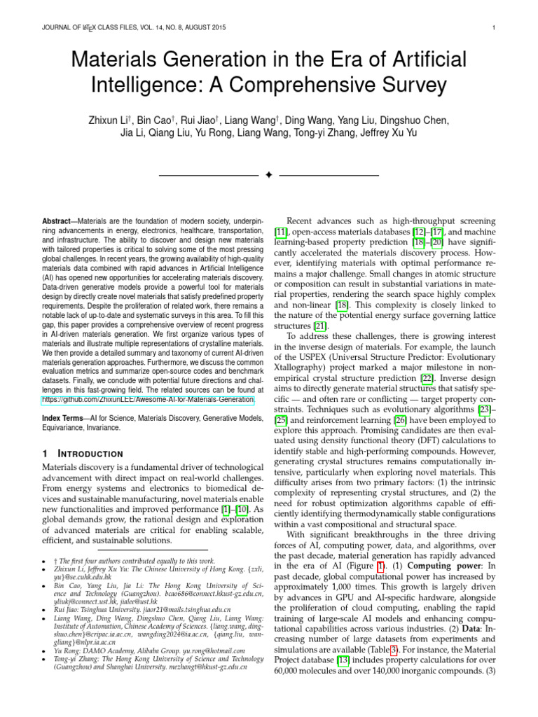 Materials Generation in The Era of ArtificialIntelligence A ...