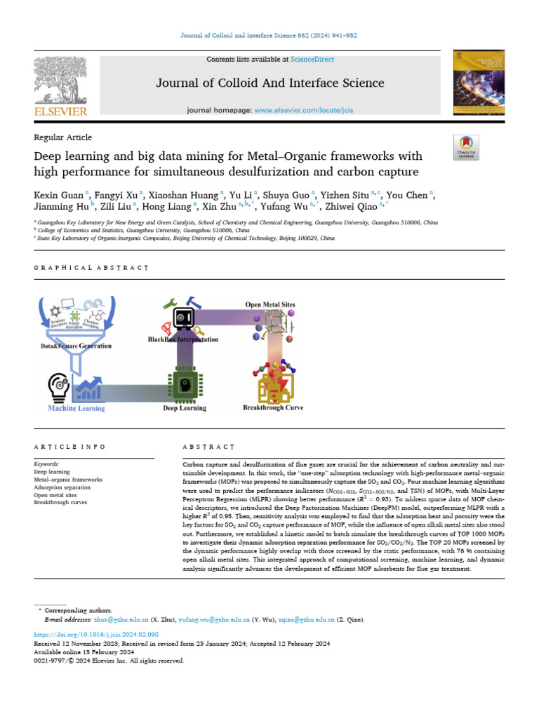 Deep Learning for MOFs in Gas Capture | PDF | Adsorption | Gases