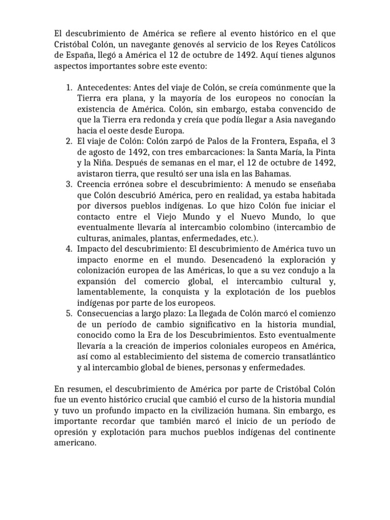El Descubrimiento de América | PDF