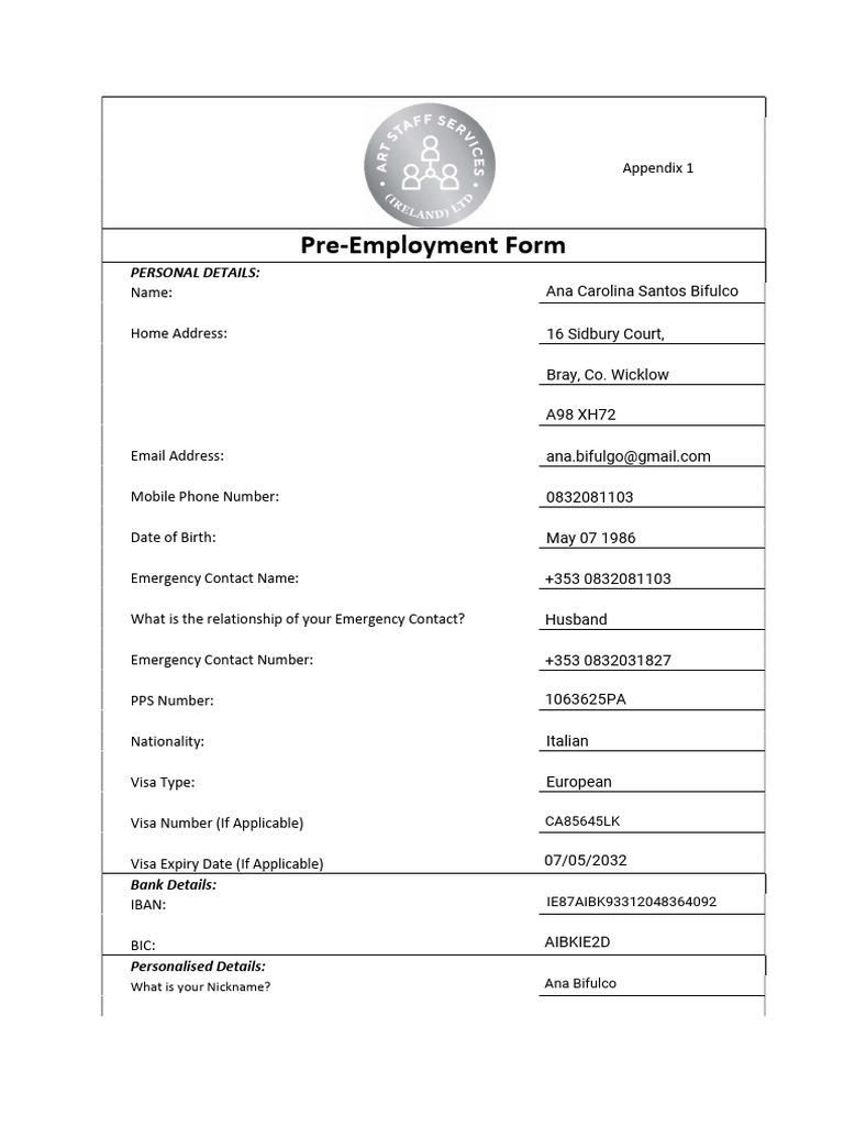 Art SS Pre-Employment Pack | PDF | Hand Washing | Occupational Safety ...