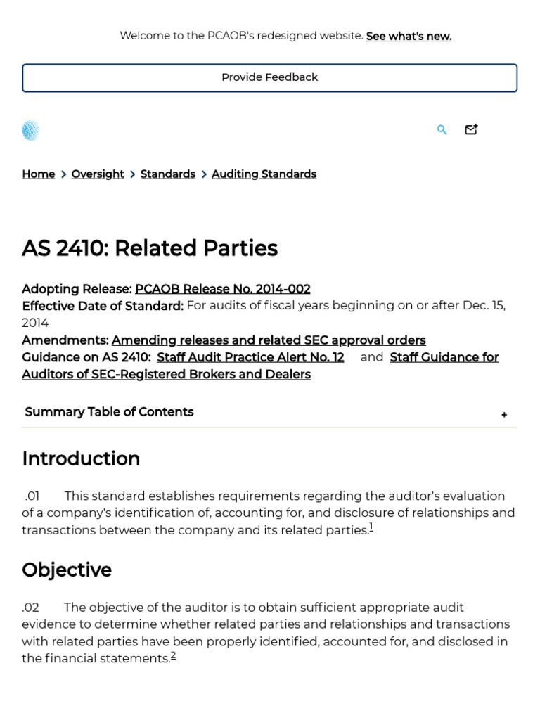 AS 2410: Related Parties Audit Standards | PDF | Audit | Internal Control