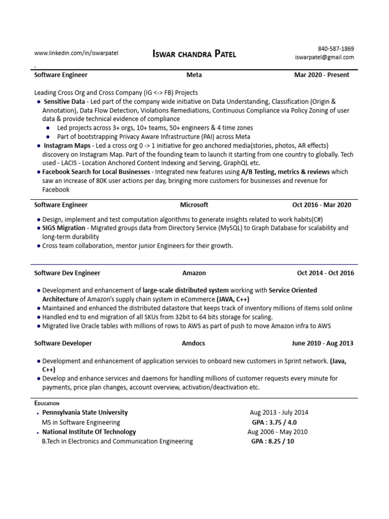 Iswar Chandra Patel Meta | PDF | Amazon Web Services | Facebook