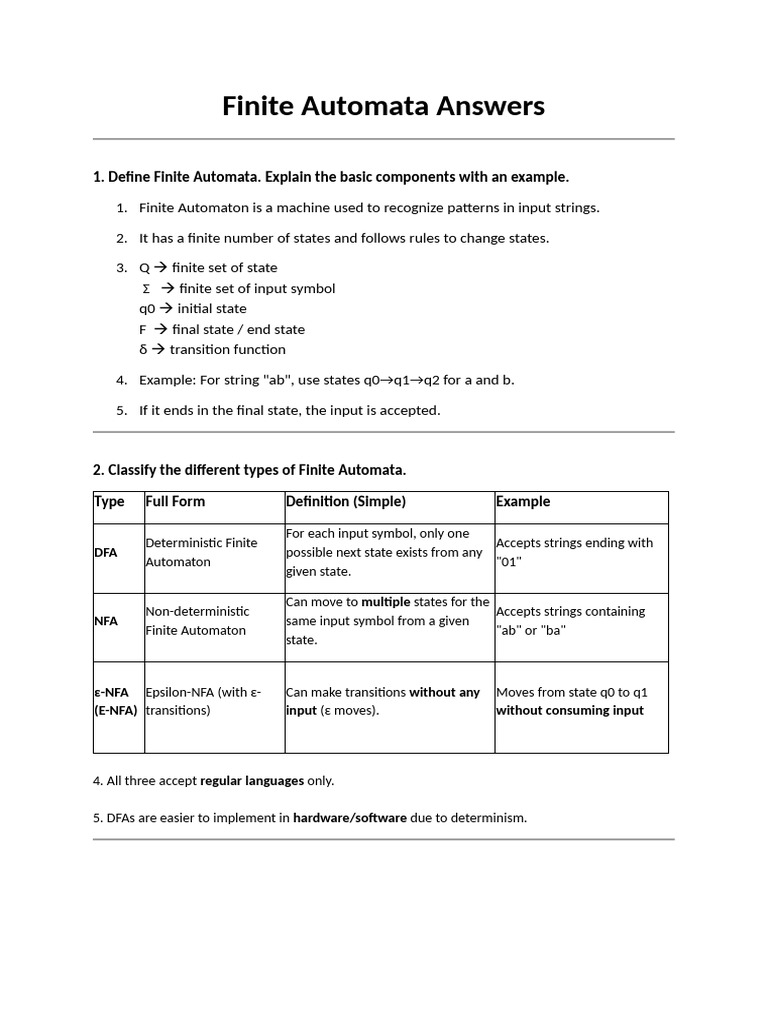 Finite Automata Answers | PDF | Automata Theory | Regular Expression