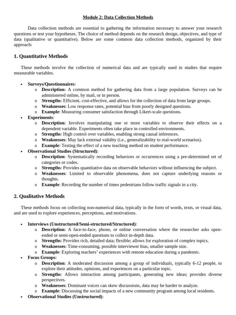 Module 2 Data Collection Methods | PDF | Focus Group | Qualitative Research
