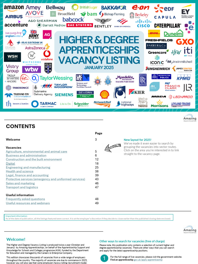 Higher and Degree Apprenticeships Jan 2025 | PDF | Apprenticeship ...